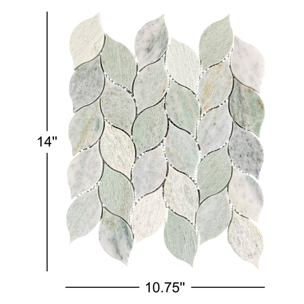 ES Stone 4" x 2" Ming Green Leaf Pattern Marble Novelty Mosaic Tile ...
