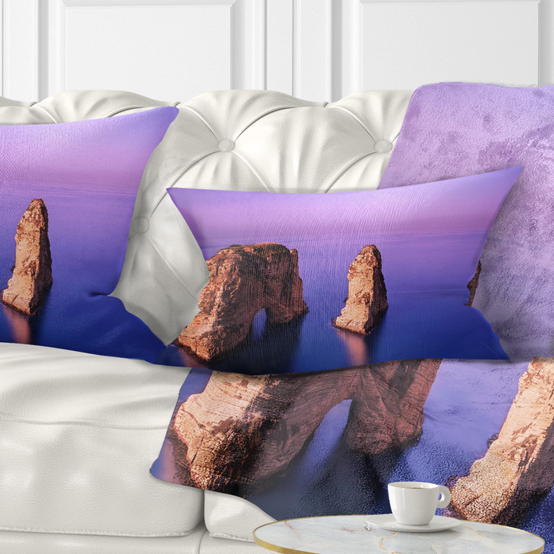 Design Art Rawsha Rock on Sunset - Sea & Shore Printed Throw Pillow ...