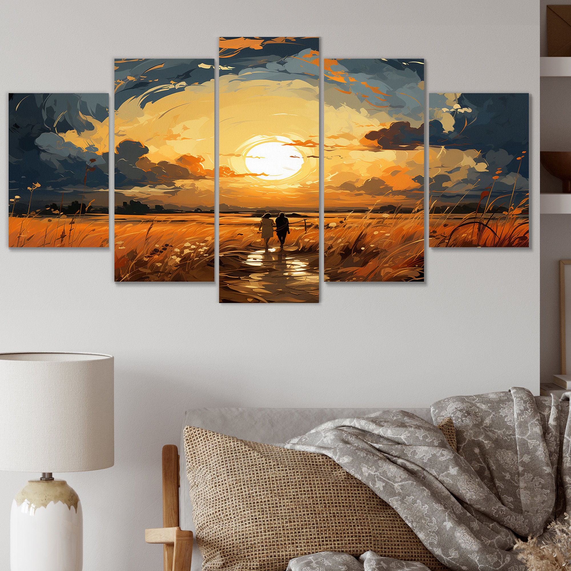 Design Art Wheatfield Sunset Romance Rural Farmland Love I - Meadow ...
