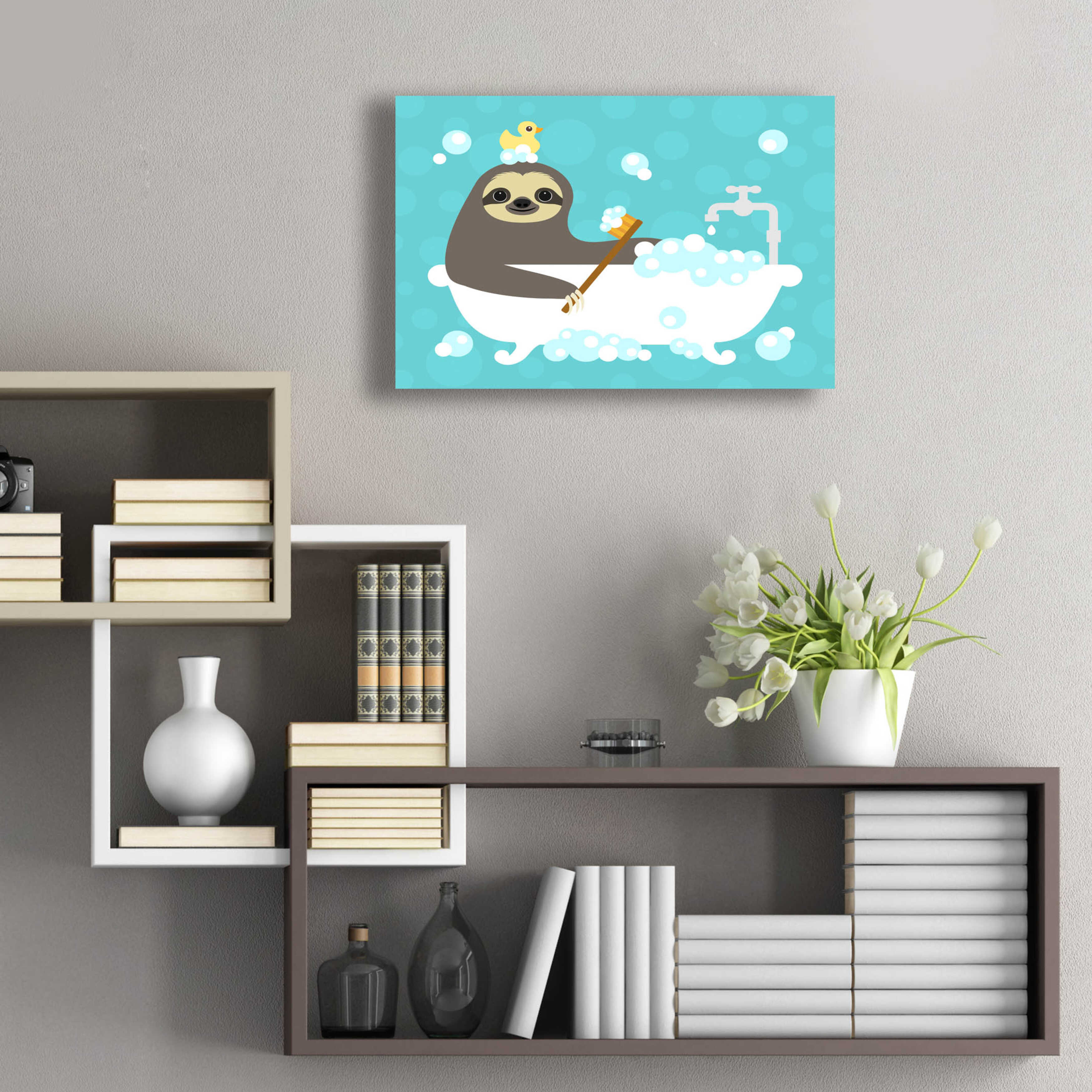 Trinx 'Scrubbing Sloth' by Nancy Lee, Acrylic Glass Wal Art | Wayfair