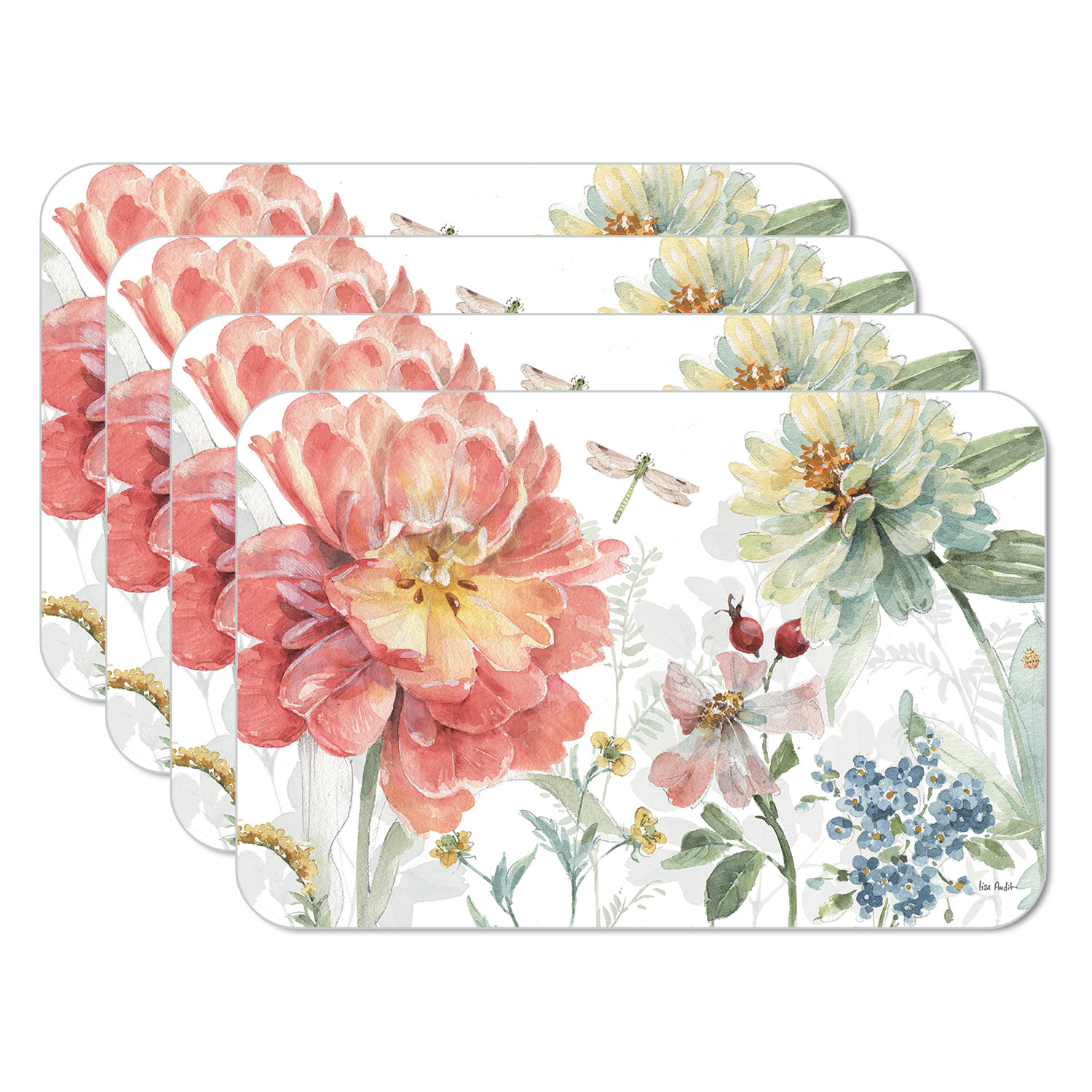 Red Barrel Studio® Ramazan Spring Meadow 4 Piece Reversible Placemats ...