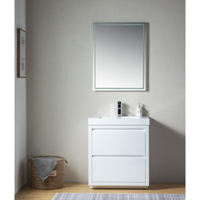 Orren Ellis Valerio 30'' Single Bathroom Vanity with Resin Top ...