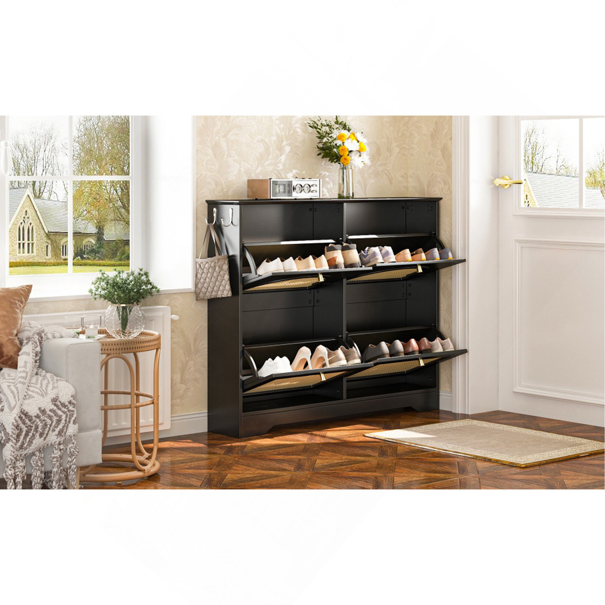 George Oliver Mid-Century Narrow Design Tipping Bucket Shoe Cabinet ...