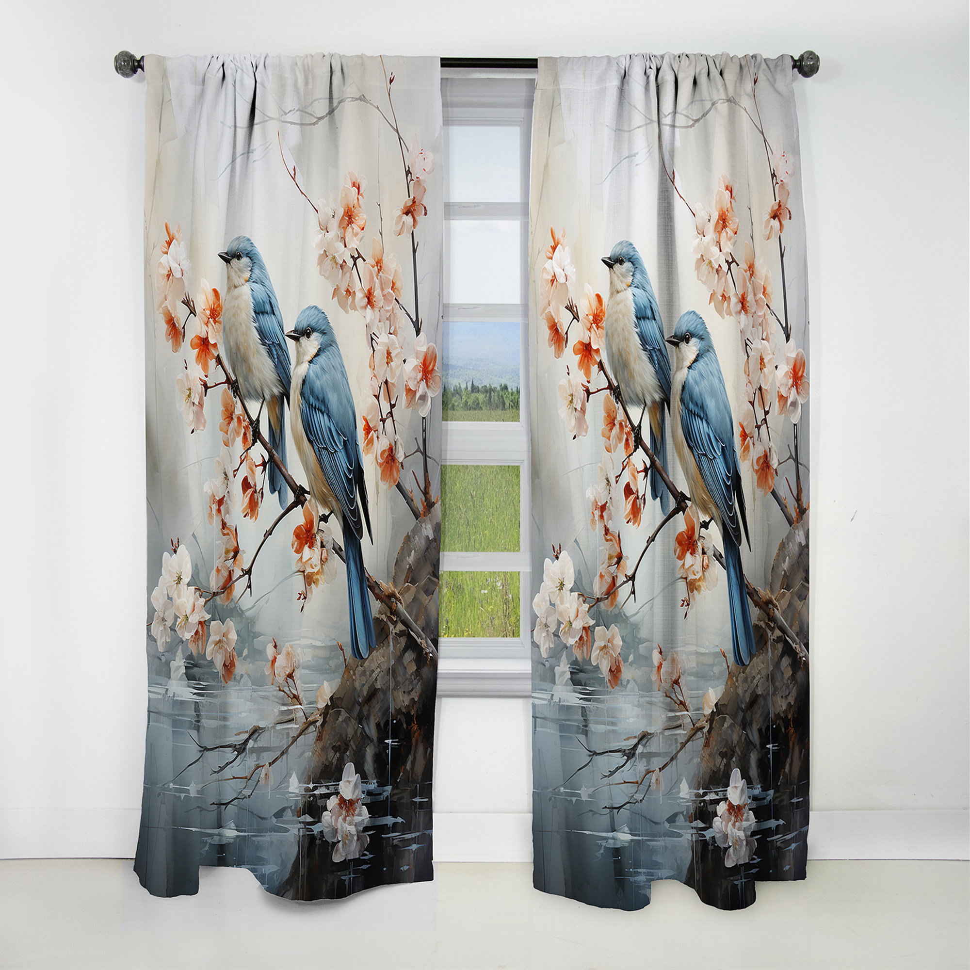 Dakota Fields Beach Seagulls In Flight II - Bird Floral Curtain ...