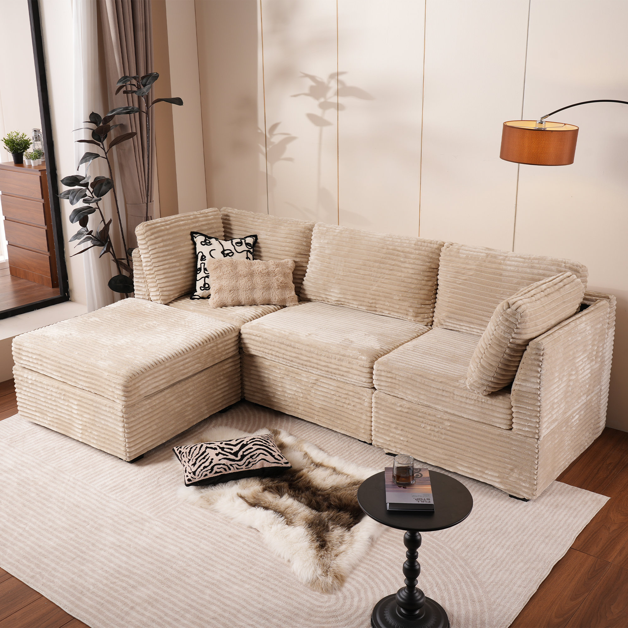 ALLWEX 98.1" Modular Sectional, L Shaped Minimalist Couches With ...