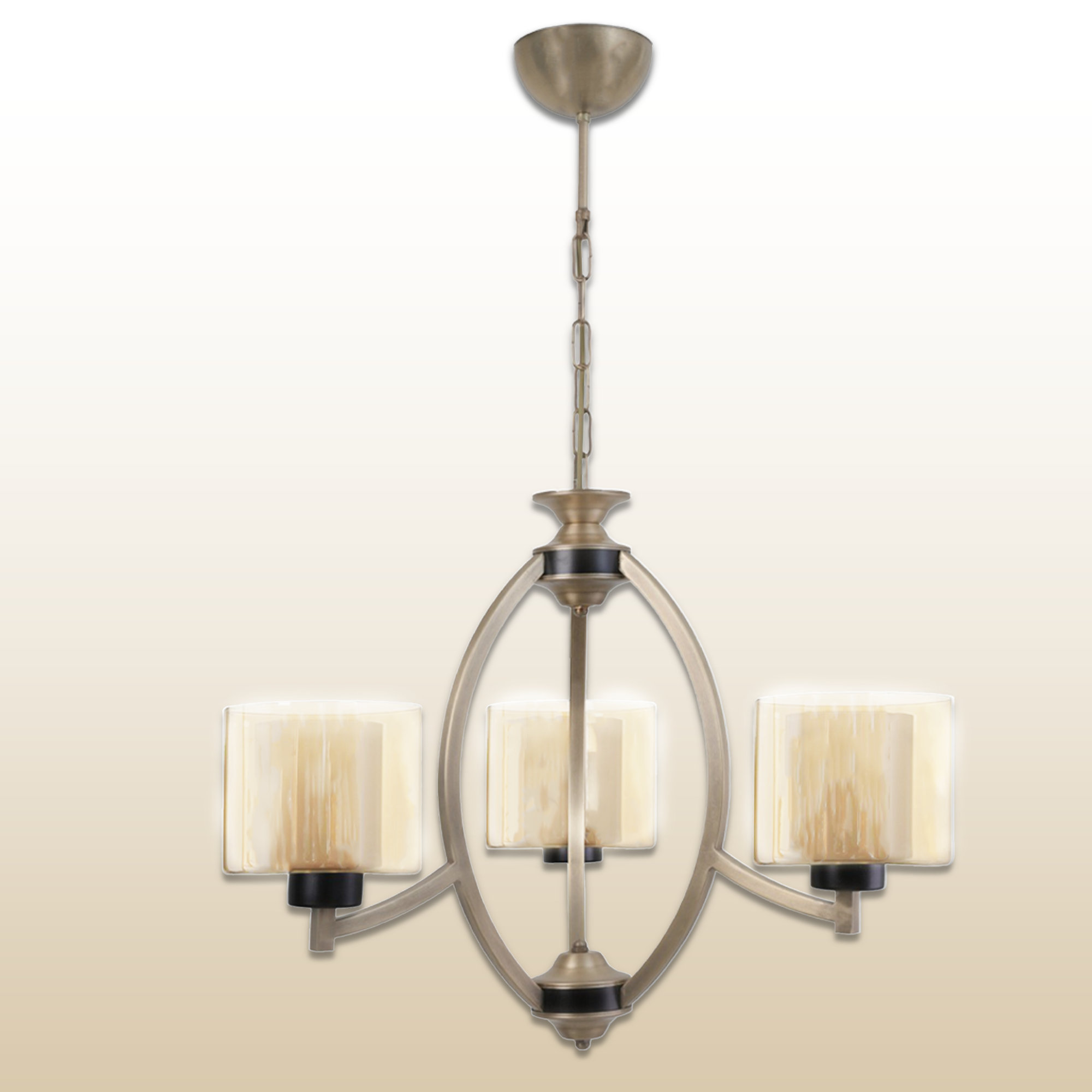 Everly Quinn Adjustable Height 3 Lights Metal Body Glass Cap Chandelier ...