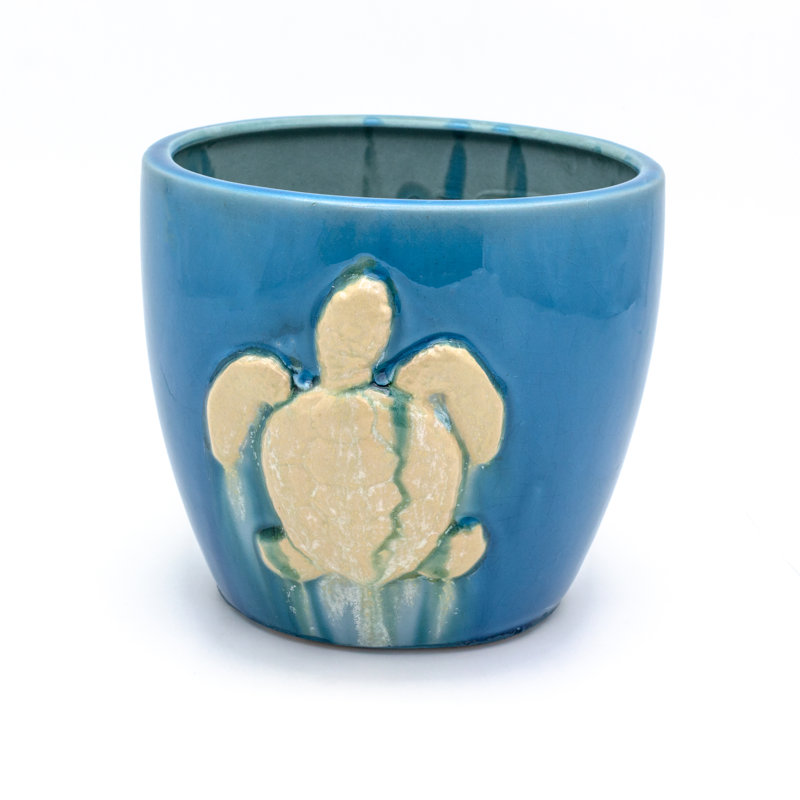 Euro Ceramica Grotto Sea turtle Round Planter & Reviews | Wayfair