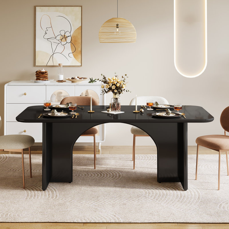 Ebern Designs 62.99" Modern Dining Table,Large Rectangle Kitchen Table ...