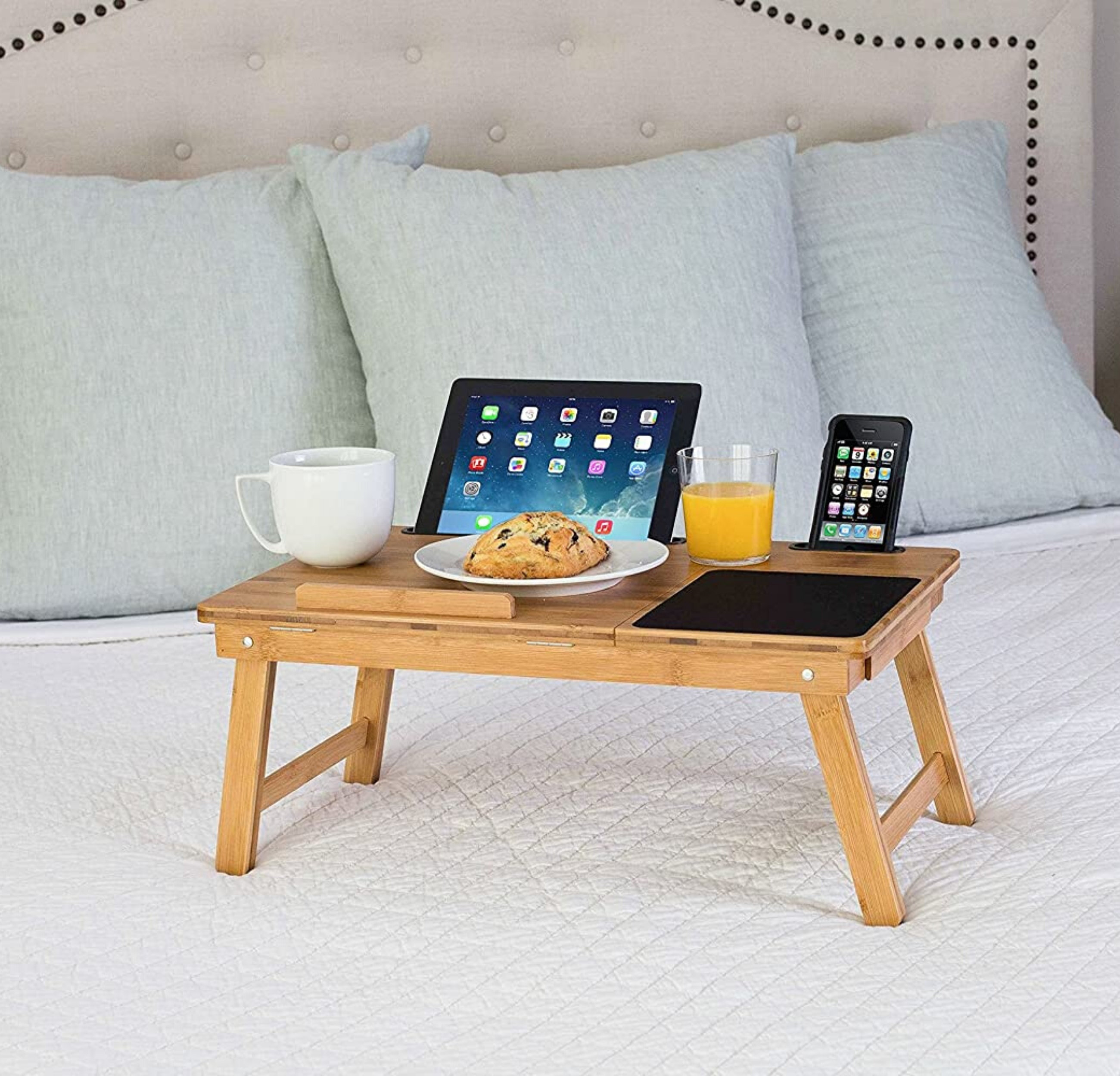 Sofia + Sam Multi-Tasking Wood Lap Tray with Phone and Tablet Holder ...