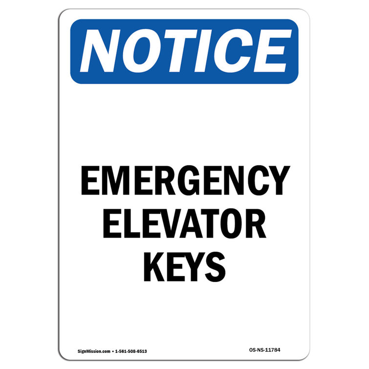 SignMission Emergency Elevator Keys Sign | Wayfair