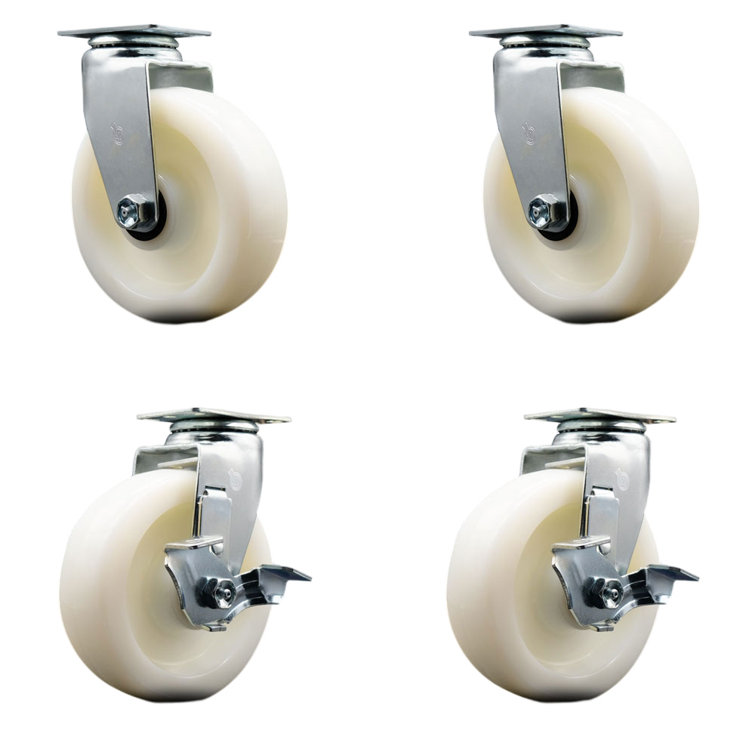 Service Caster 6 Inch Nylon Swivel Caster Set with Roller Bearings 2 ...