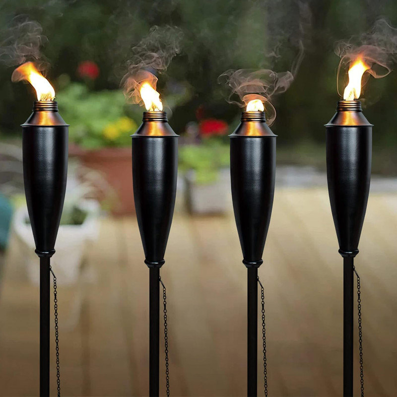JASODI Garden Torch for Outside Set of 4 60 Inch Metal Backyard ...