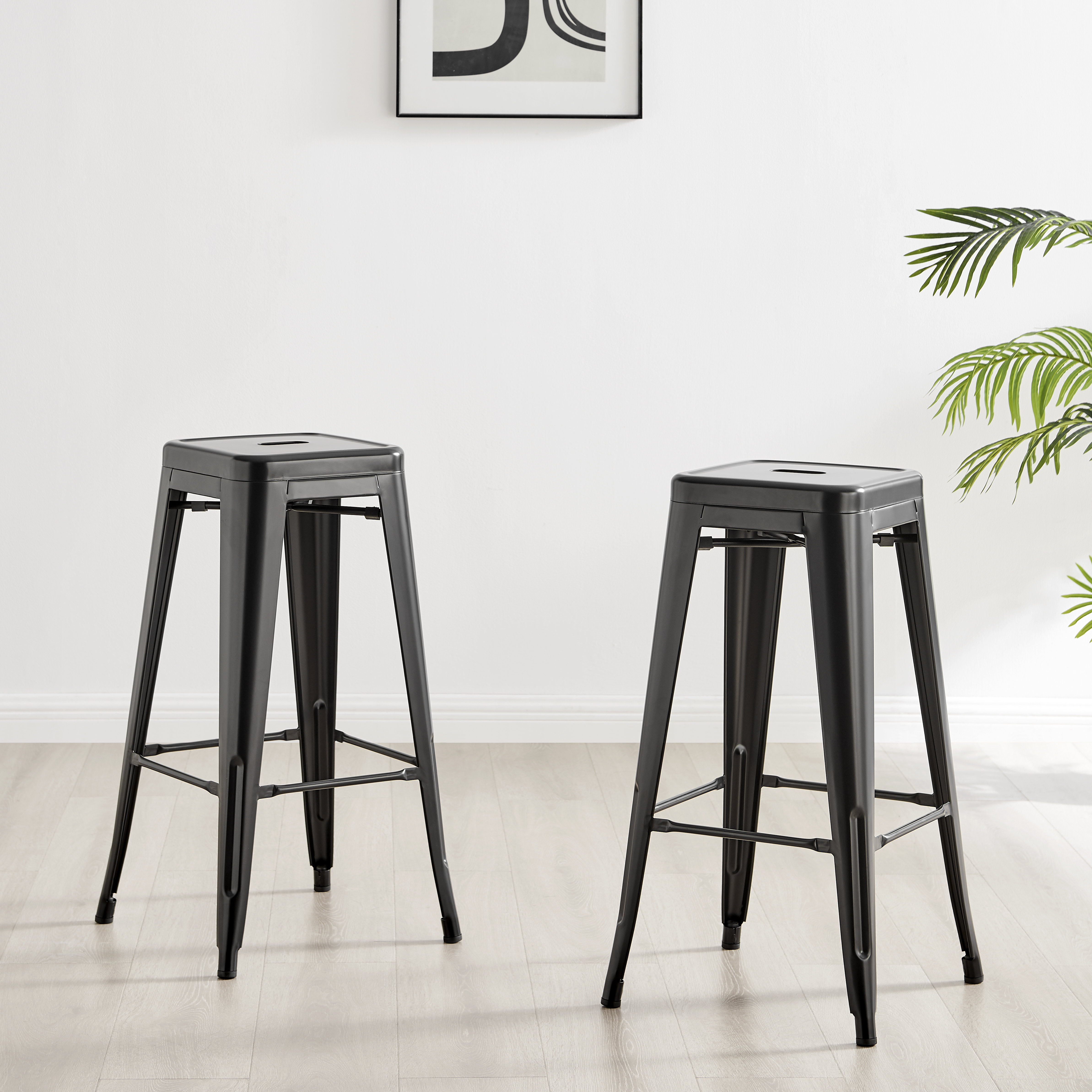 Borough Wharf Honora Classic Industrial Metal Breakfast Bar Stool ...