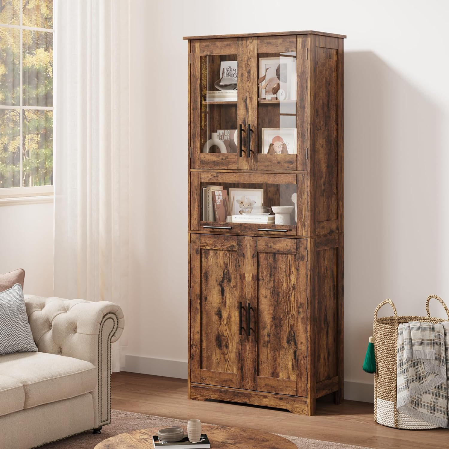 Gracie Oaks Tall Bathroom Cabinet, Linen Storage Cabinet With Doors And ...