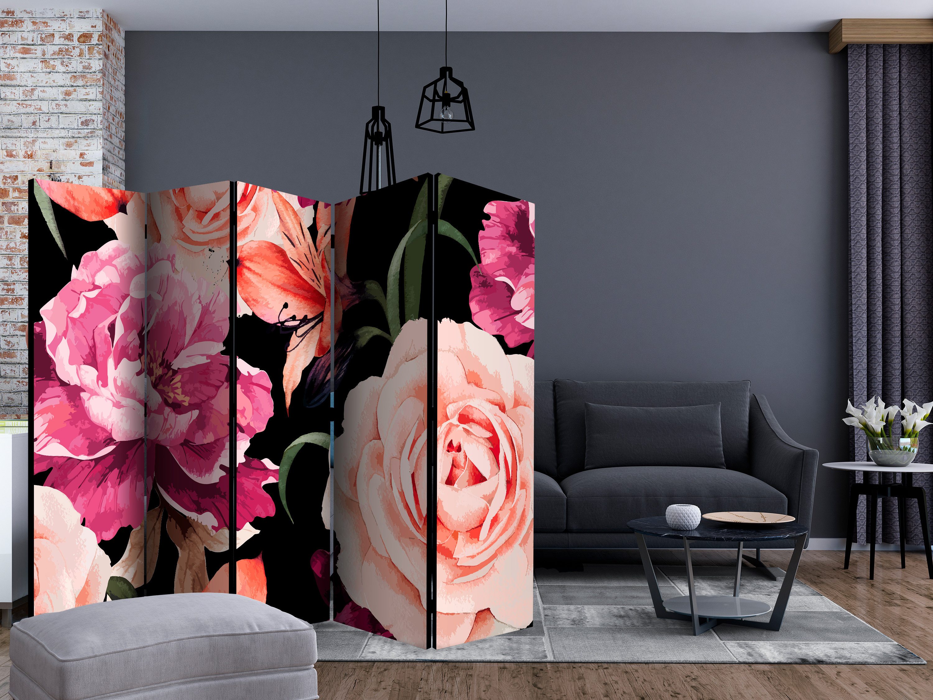 East Urban Home 225cm W x 172cm H 5 - Panel One Sided Room Divider ...