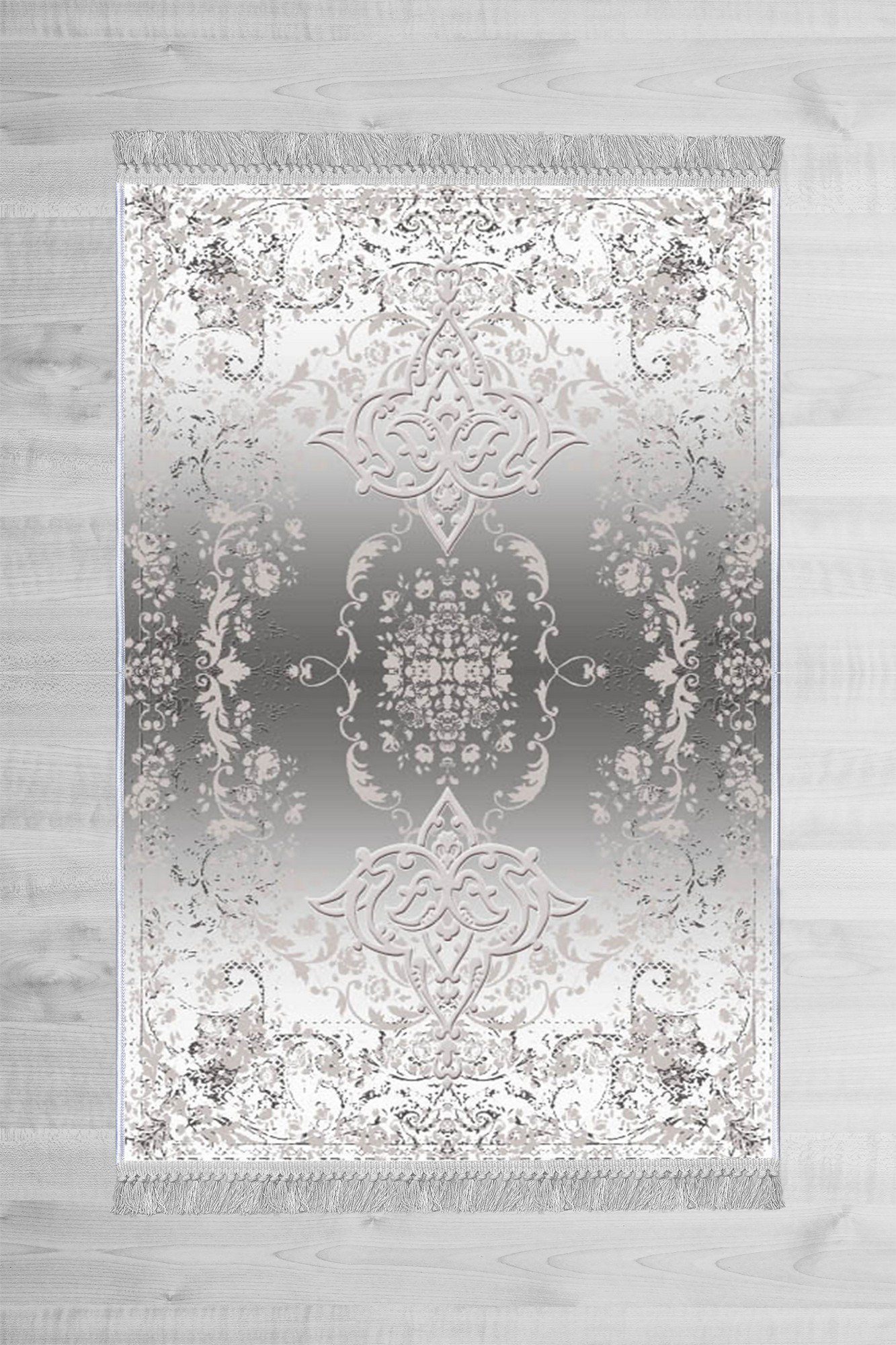 East Urban Home Adeline Oriental Machine Tufted Velvet Area Rug in Gray ...