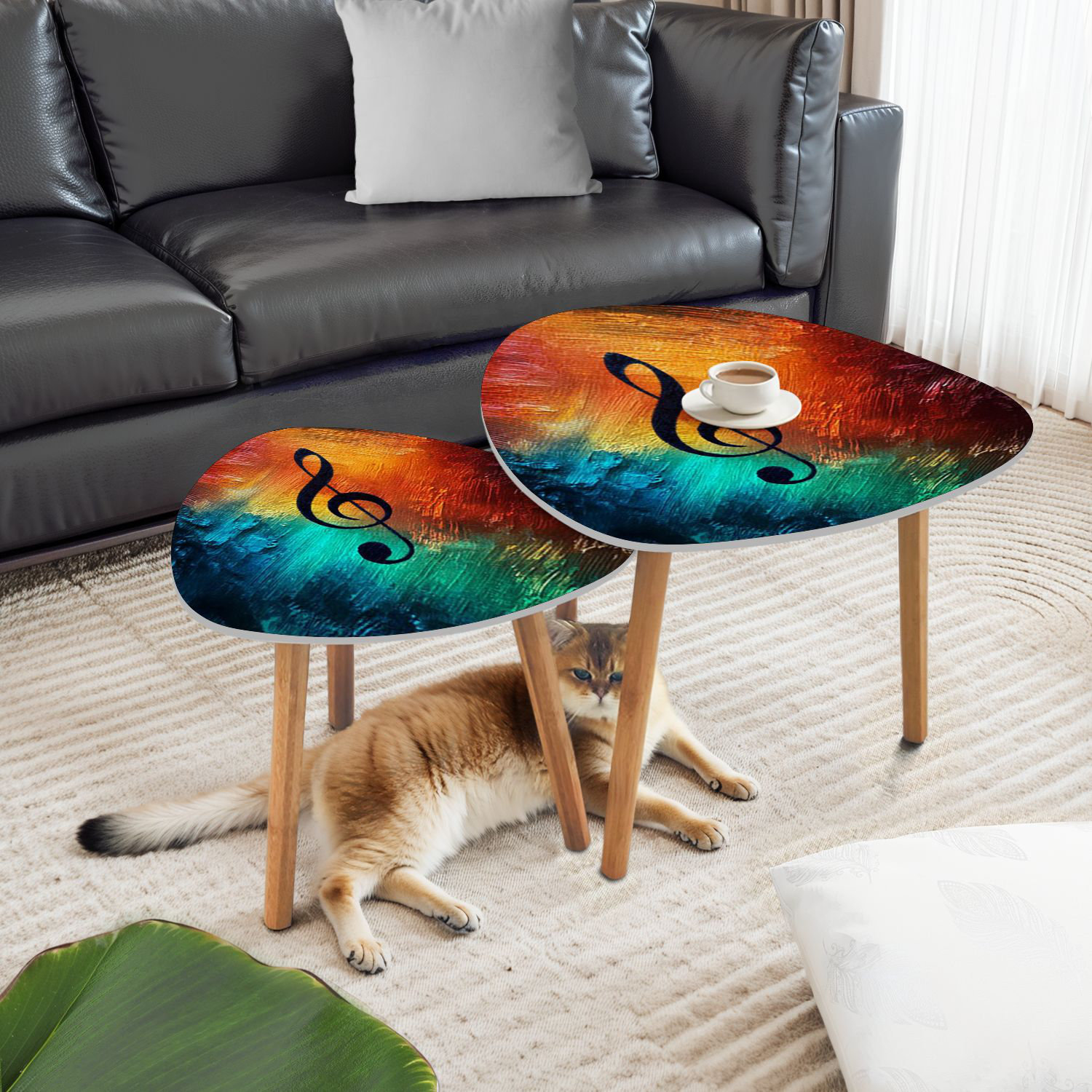 George Oliver Triangle Nesting Coffee Table Set of 2 Music Modern ...