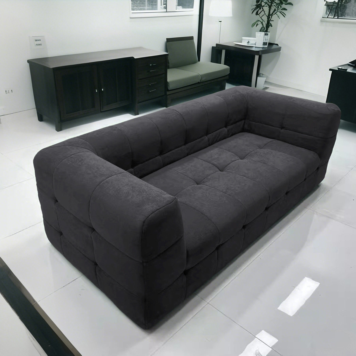 BELSUB Nordic Minimalist Straight Row Compression Sofa with Gray Plush ...