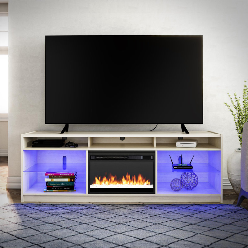 Wade Logan® Amaryana TV Stand for TVs up to 75" with Electric Fireplace ...