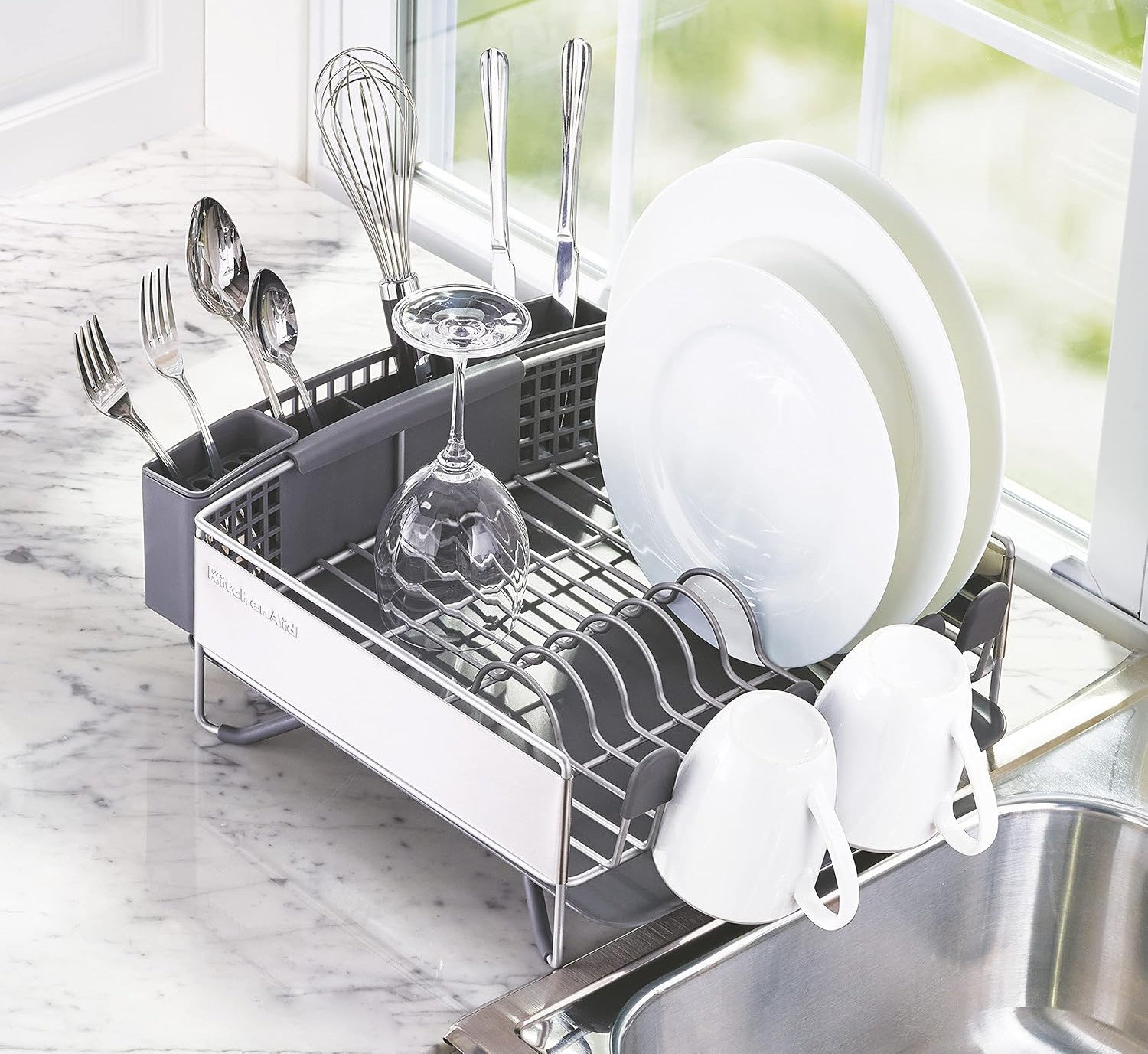 SOCTAN The Compact Space Saving, Dish Rack with Removable Flatware ...