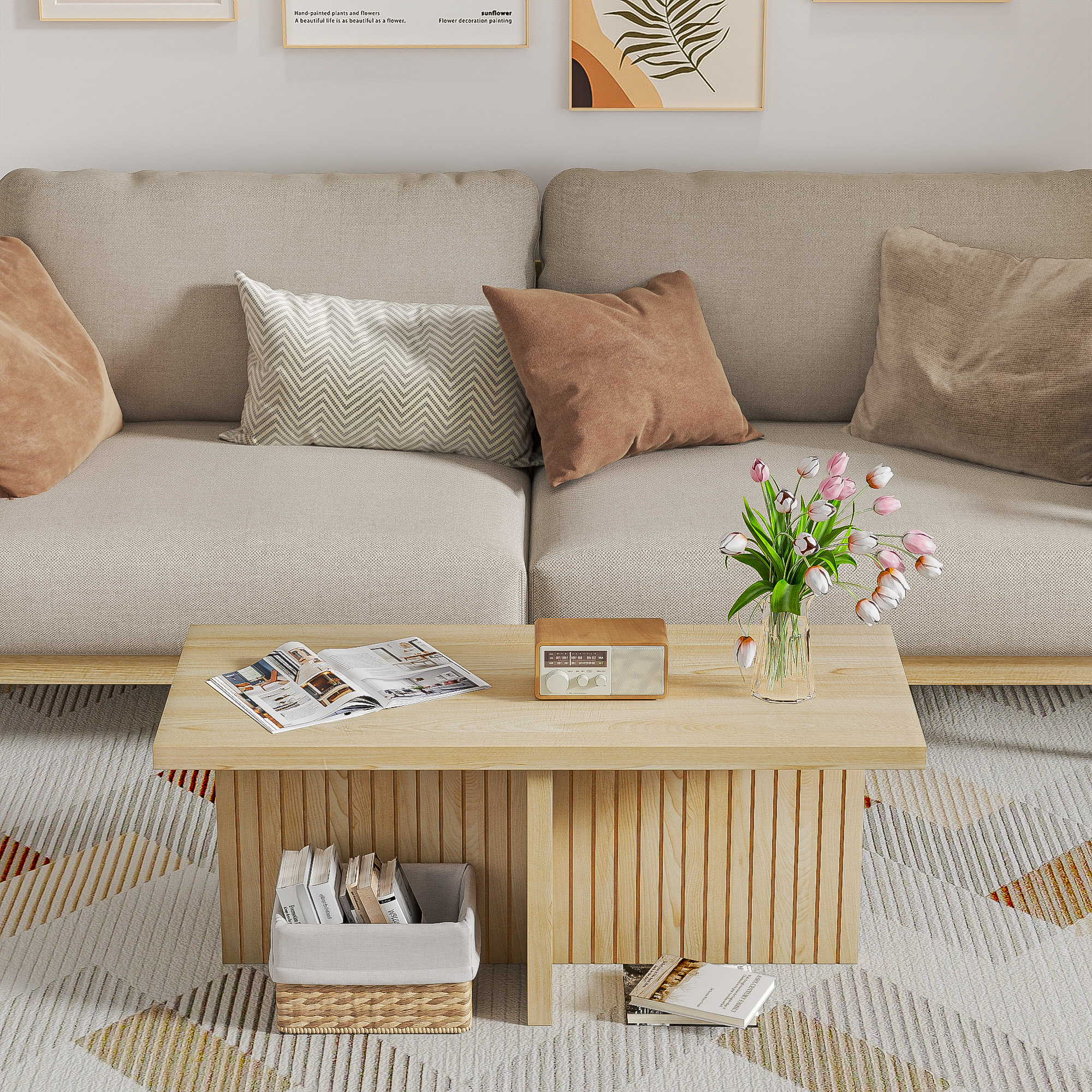 Ebern Designs Rectangular Coffee Table, Modern Centre Table, Sofa Side ...