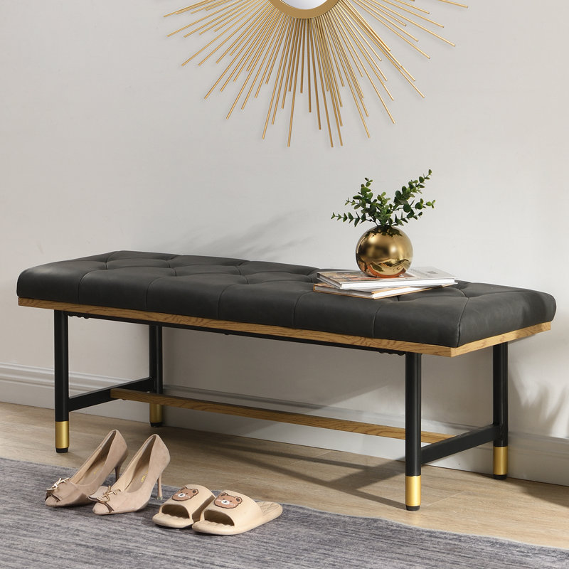 Ebern Designs Makayla Faux Leather Upholstered Bench | Wayfair