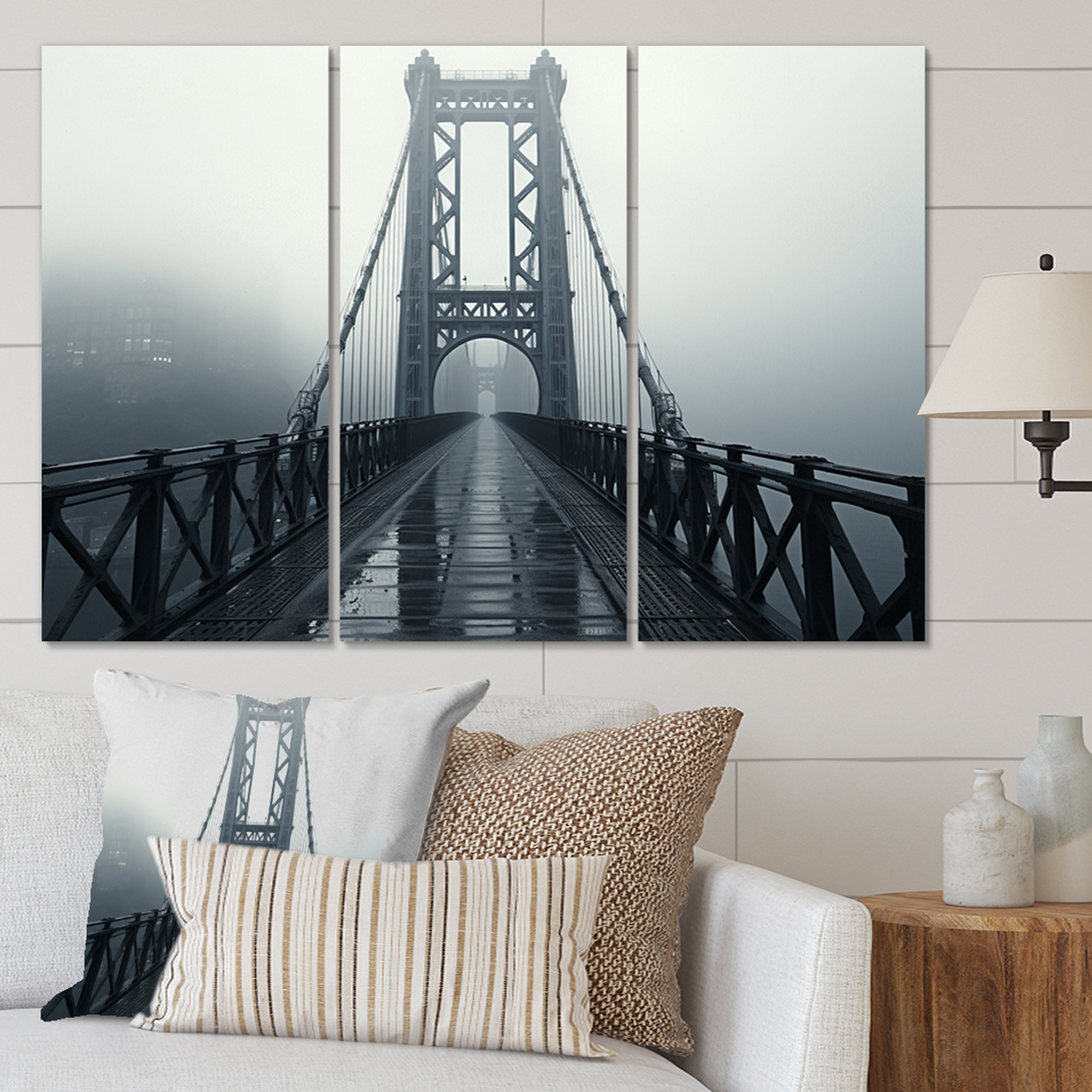 Design Art Grey Bridge Urban Suspension I - Architecture Metal Art ...