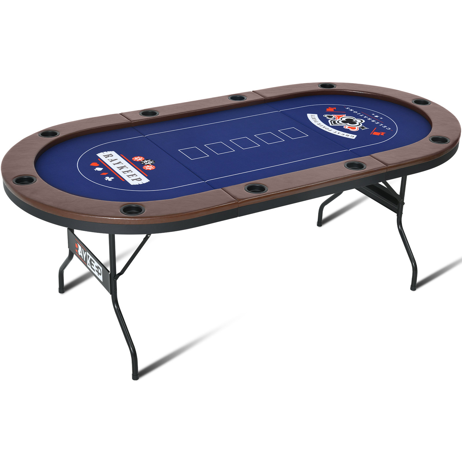 RayChee Poker Table 84'' 10-Player Foldable Poker Table, Portable ...