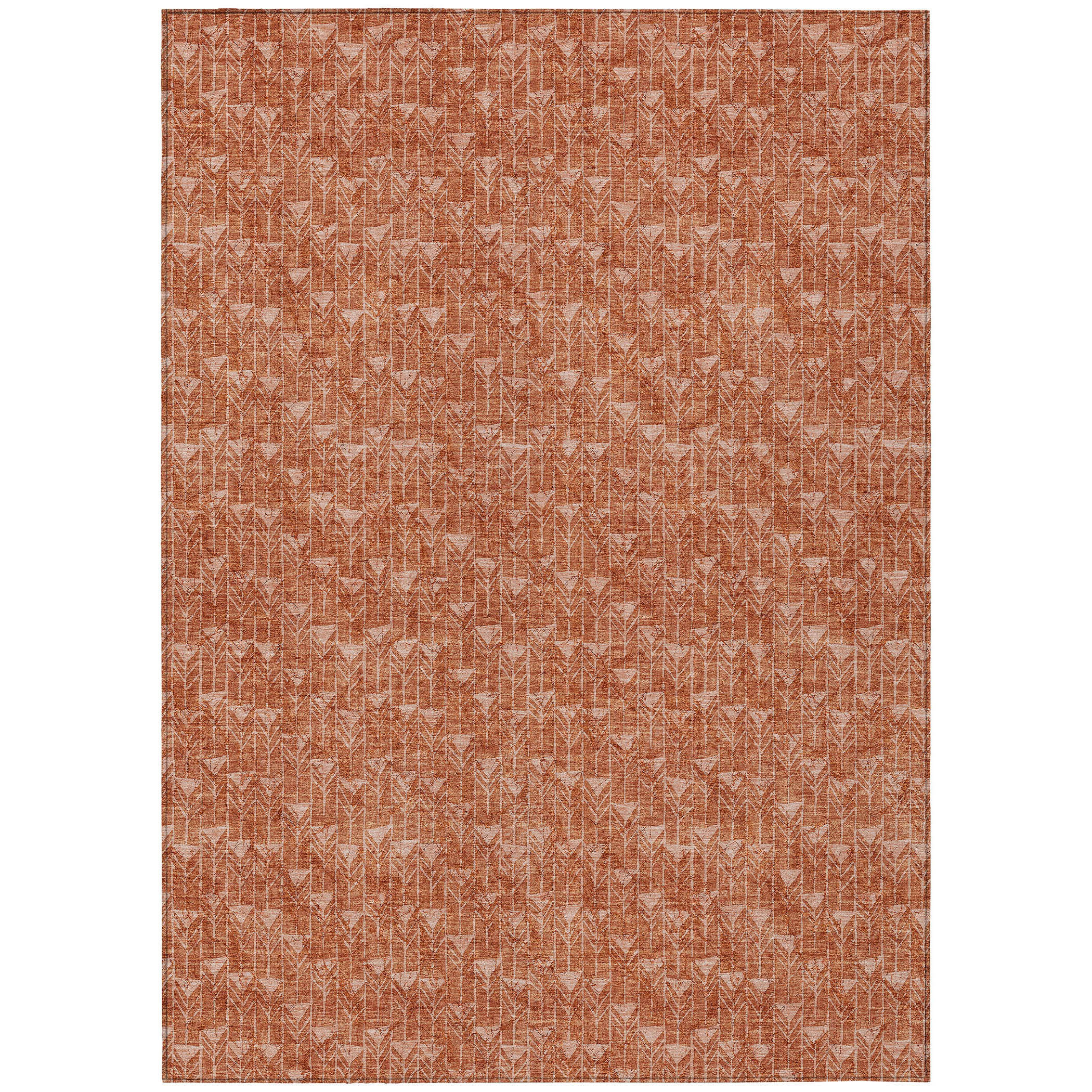 HomeRoots 3' X 5' Terra Cotta Geometric Washable Non Skid Indoor ...