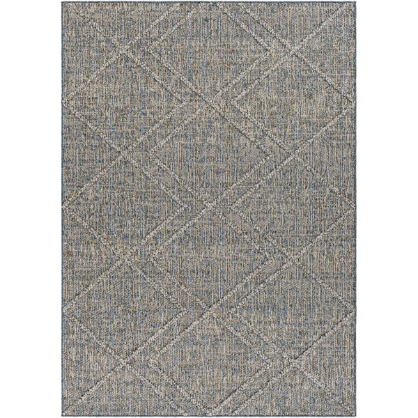 Union Rustic Japneet Leon Diamond Blue and Taupe Indoor/Outdoor Area ...