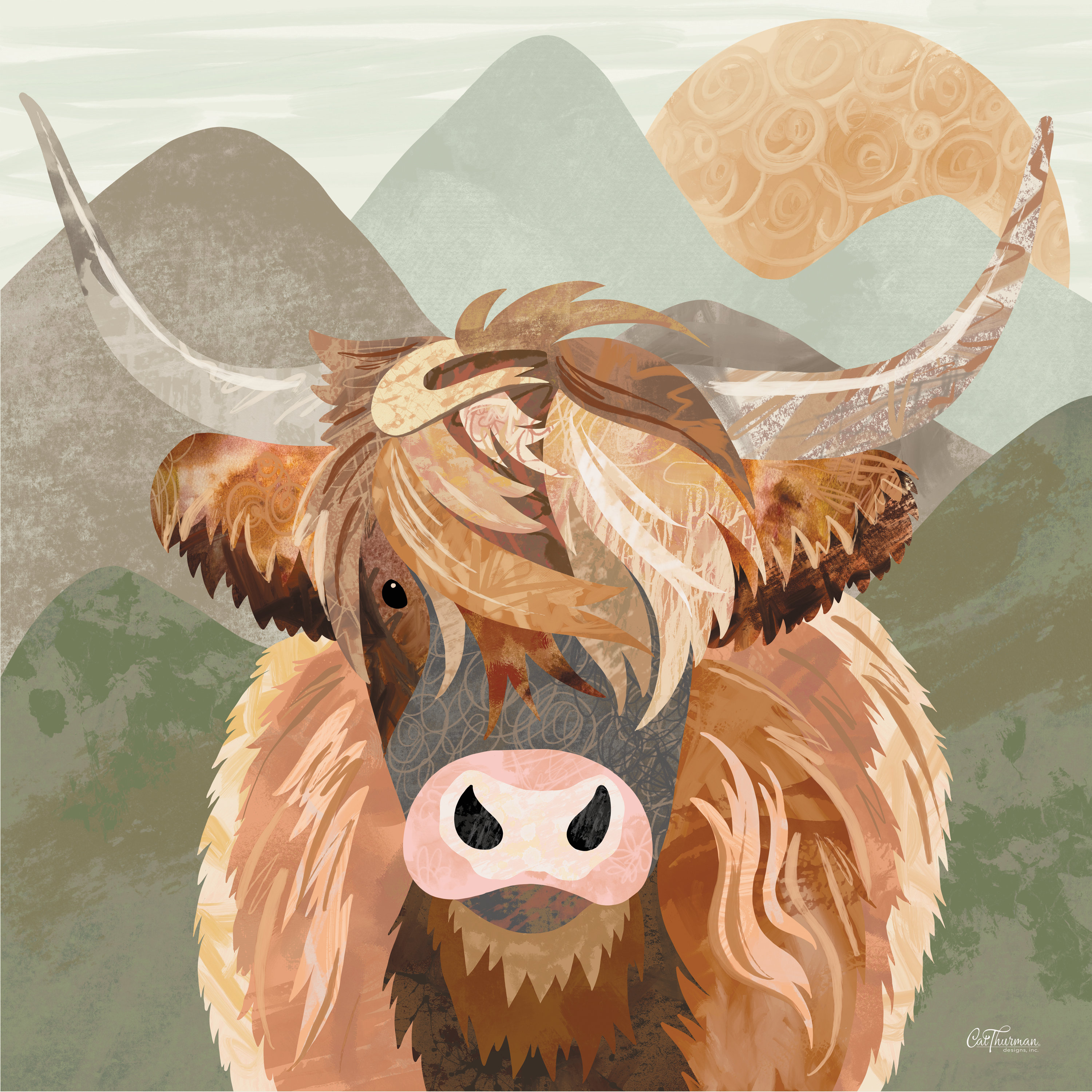 August Grove® Good Morning Cow On Canvas by Cat Thurman Designs Print ...