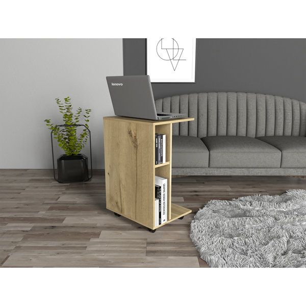 Latitude Run® Bombay Mobile Tray Table with 2 Side Shelves | Wayfair