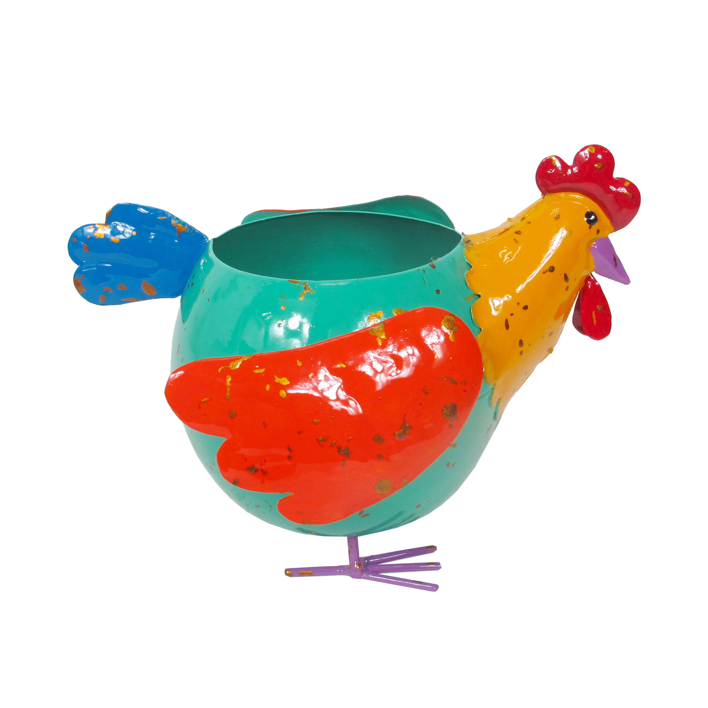 Arlmont & Co. Ahmid Colourful Enameled Metal Chicken Planter - Wayfair ...