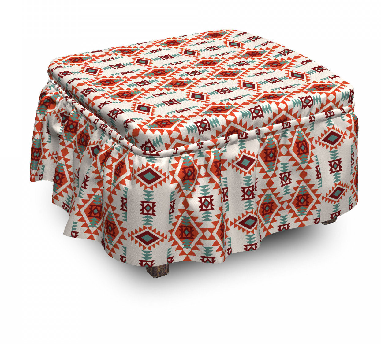 East Urban Home Aztec Folk Art Ottoman Slipcover | Wayfair