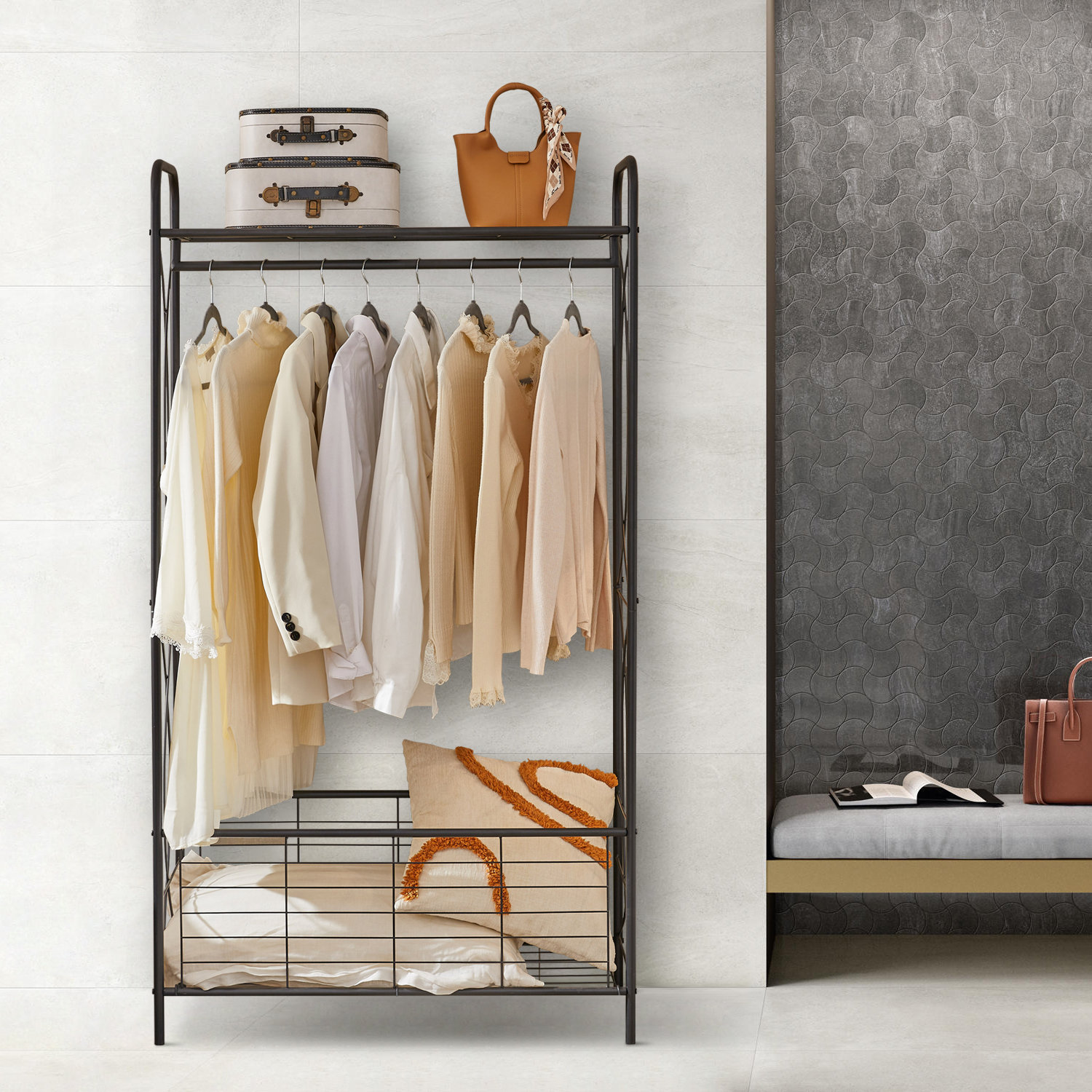 Rebrilliant Michelsen 35.4'' Metal Clothes Rack | Wayfair