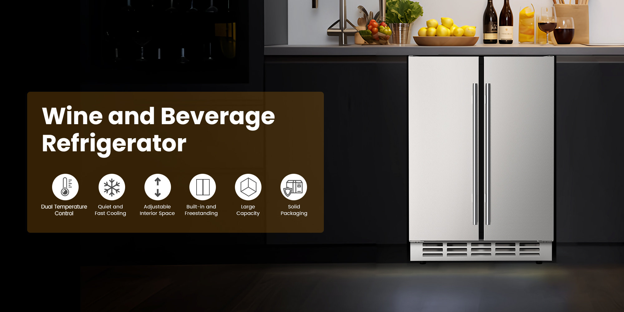 Domccy® Dual Zone Wine Cooler Beverage Refrigerator, 24 inch Wine ...