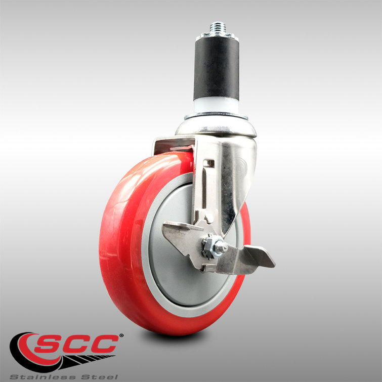 Service Caster 316SS Polyurethane Swivel Expanding Stem Caster Brake ...