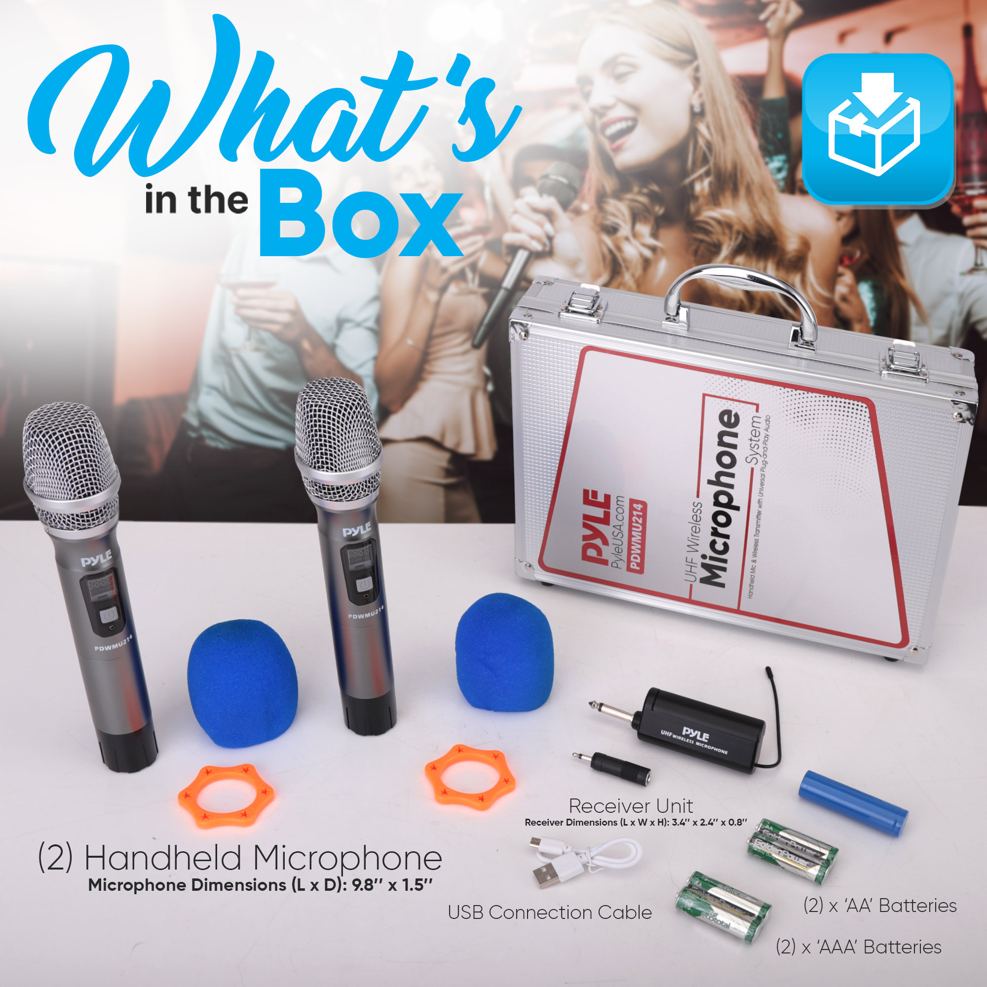 Pyle UHF Wireless Microphone System Kit - Dual Professional Battery ...