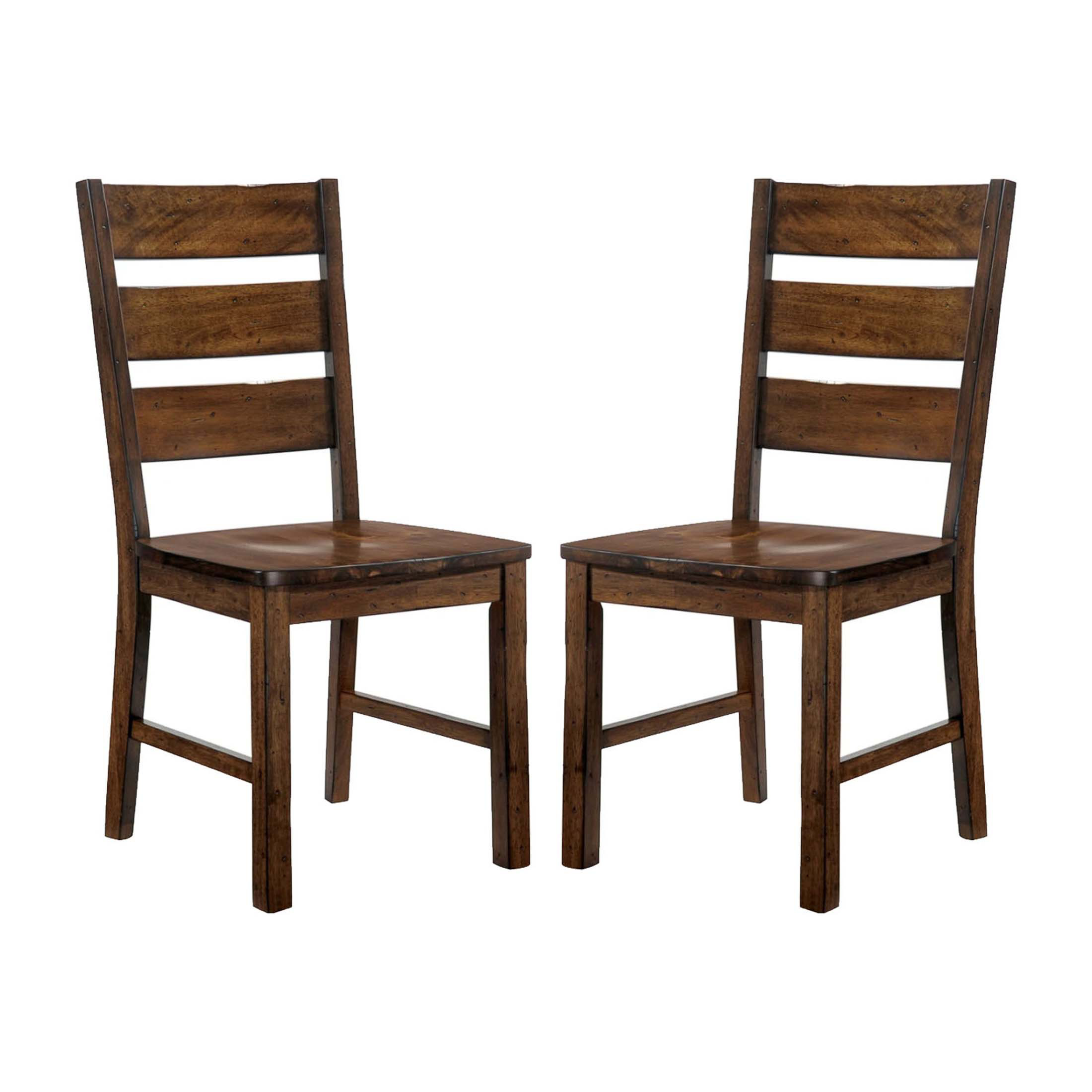 Loon Peak® Set of 2 Wooden Side Chairs in Walnut Finish | Wayfair