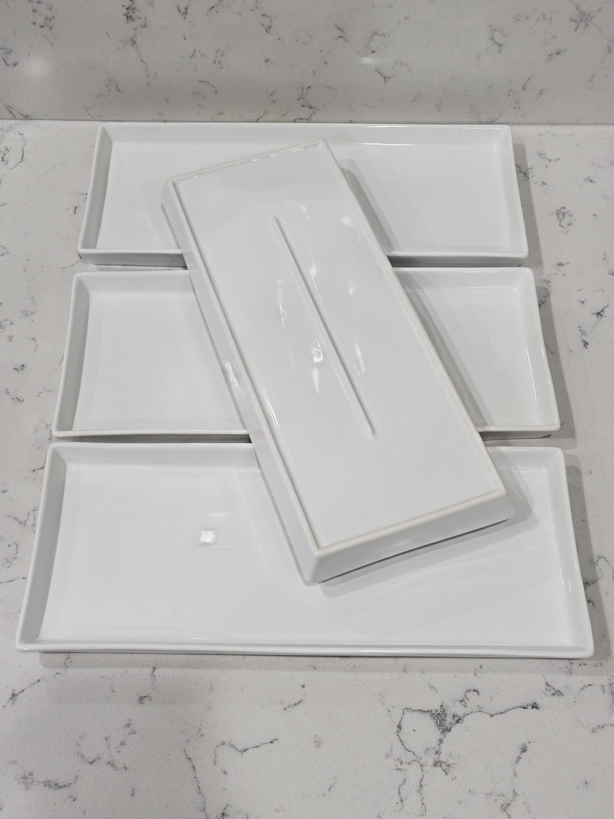 Mint Pantry® Set of 4 Serving Trays White Ceramic Serving Platters ...