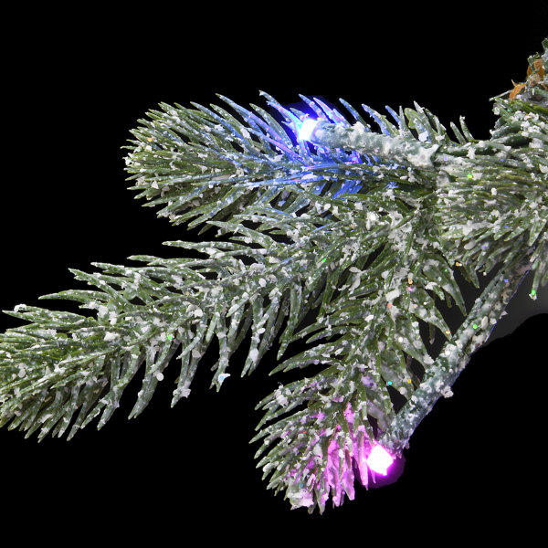 The Holiday Aisle® 7.5 ft. Snowy Morgan Spruce Pencil Slim Tree with ...