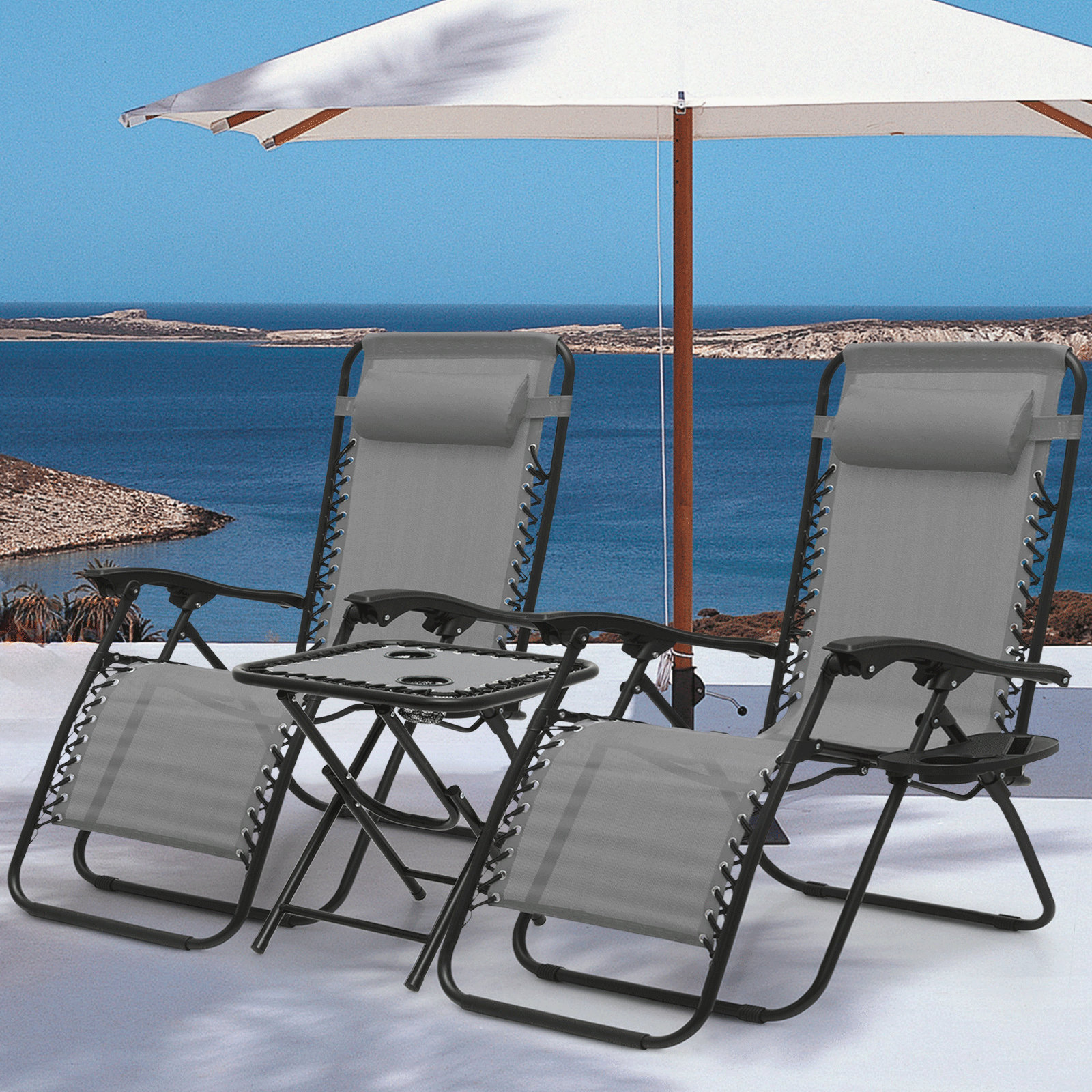 Arlmont & Co. Folding Table Lounge Chair With Tray & Headrest - Wayfair ...