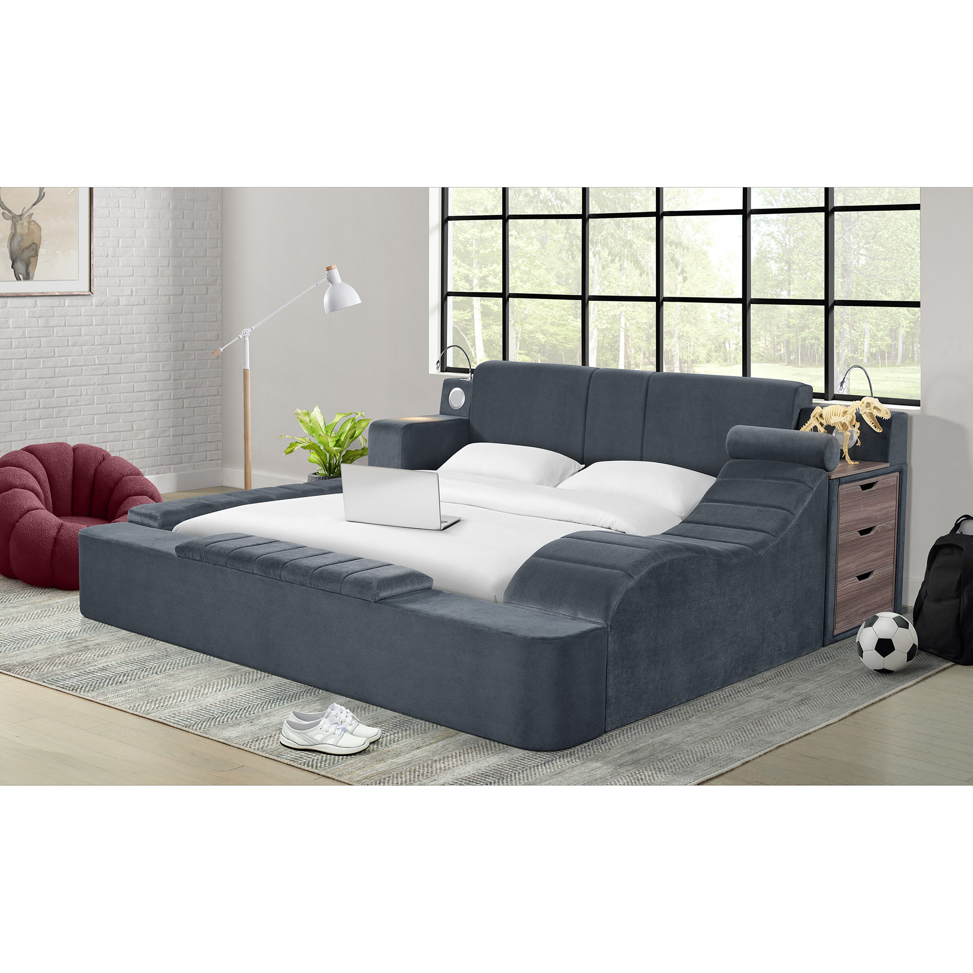 Orren Ellis Bricen UPH Transformer Bed With Electronic Features In Grey ...