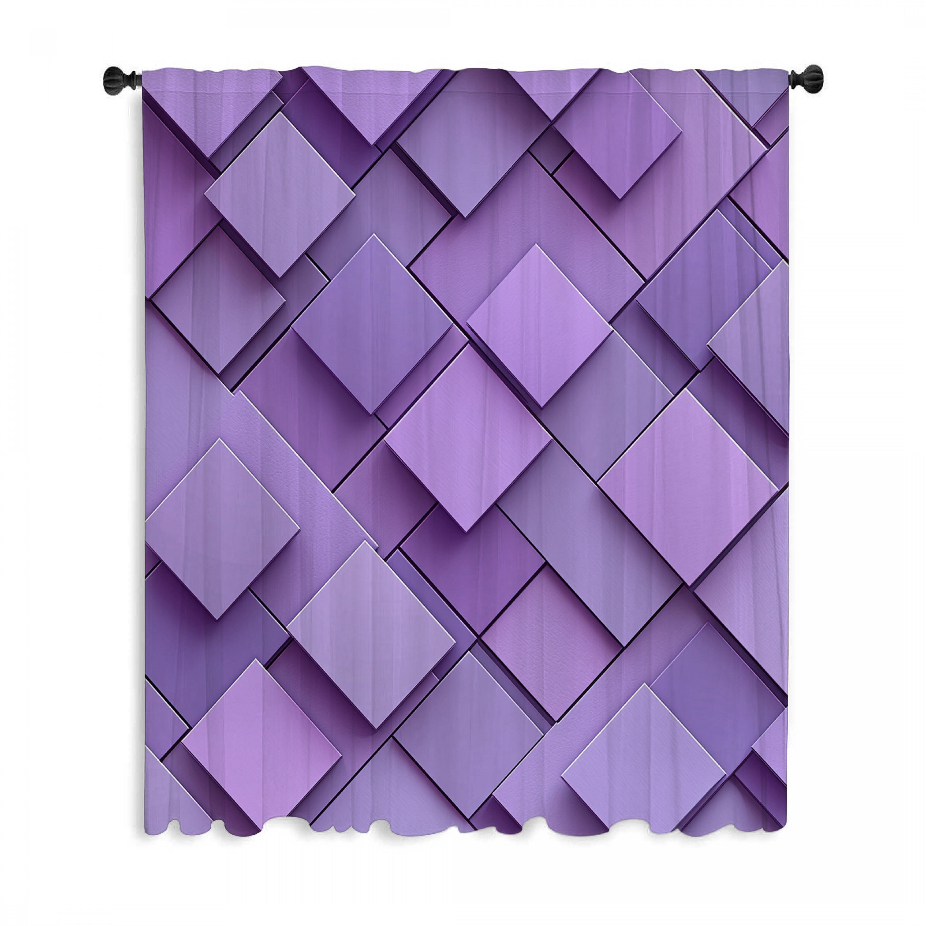 Orren Ellis Square Layers Window Curtains, Abstract Blockout & Sheer ...