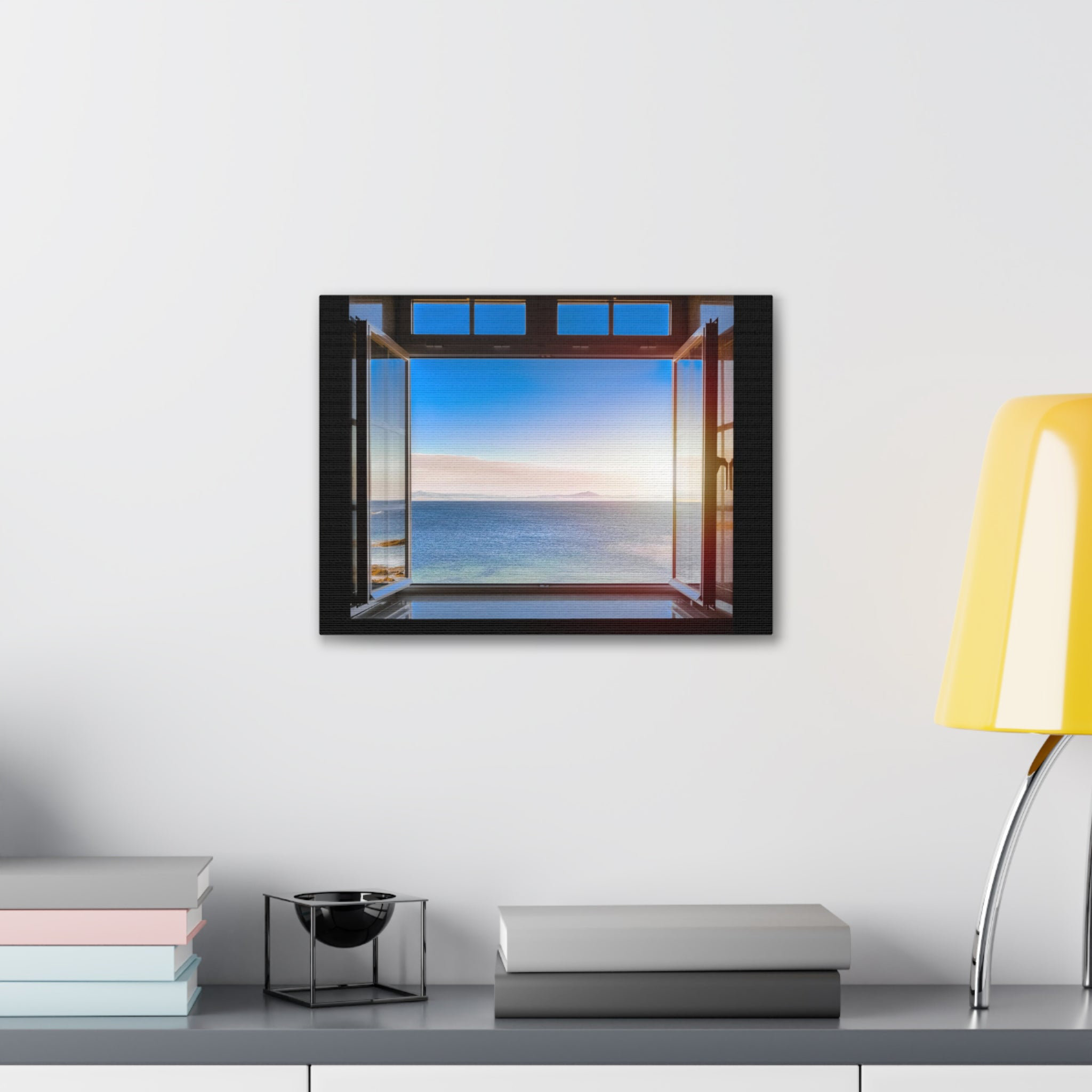 Beachcrest Home Dark Room Sunset Sea View Open Window Ocean Canvas Wall Art | Wayfair