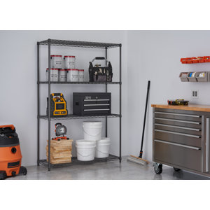 TRINITY PRO Black 4-Tier NSF Steel Wire Garage Storage Shelving Unit ...