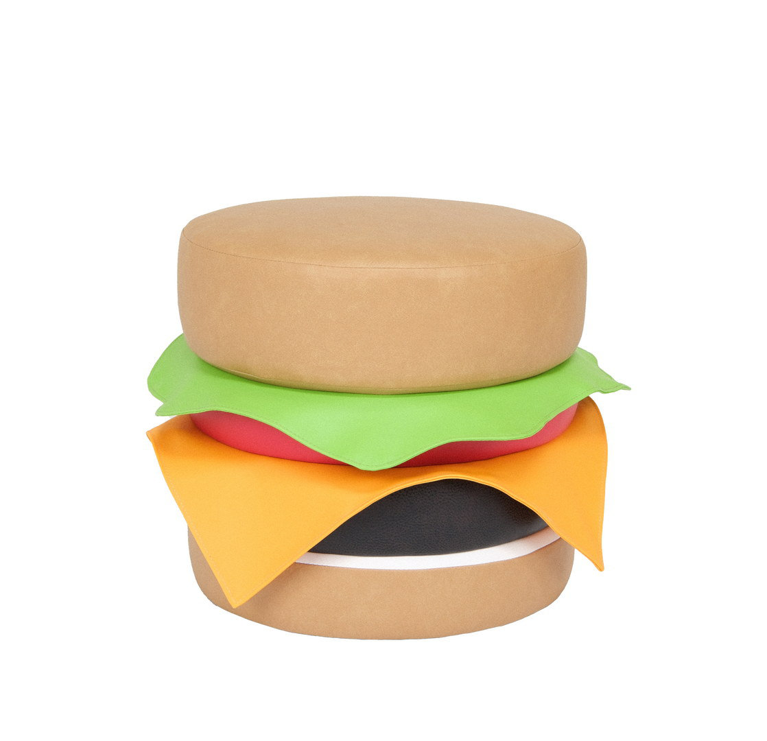 Orren Ellis Multi Colour Faux Leather Cheeseburger Ottoman, Modern ...