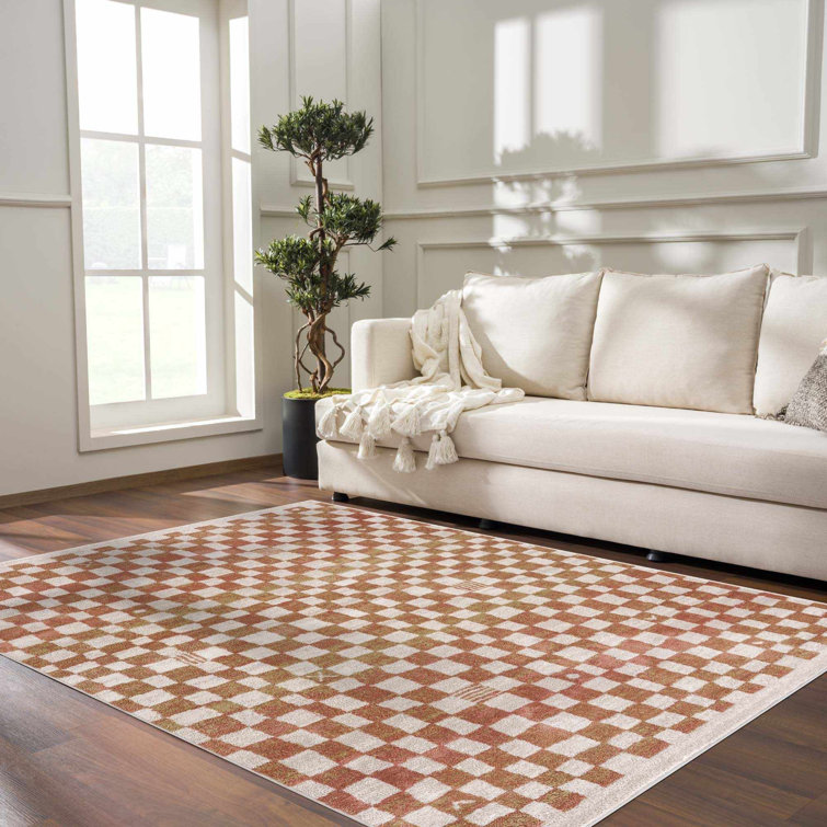 Bungalow Rose Briawood Checkered Beige Area Rug & Reviews | Wayfair