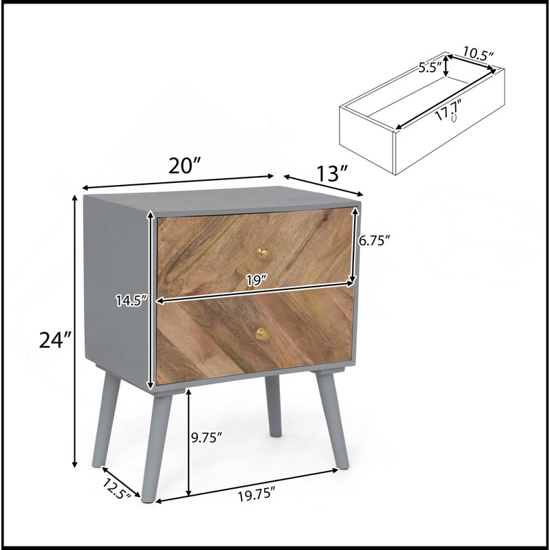 George Oliver MANGO WOODEN / MDF FITTED 2 DRAWER CABINET | Wayfair