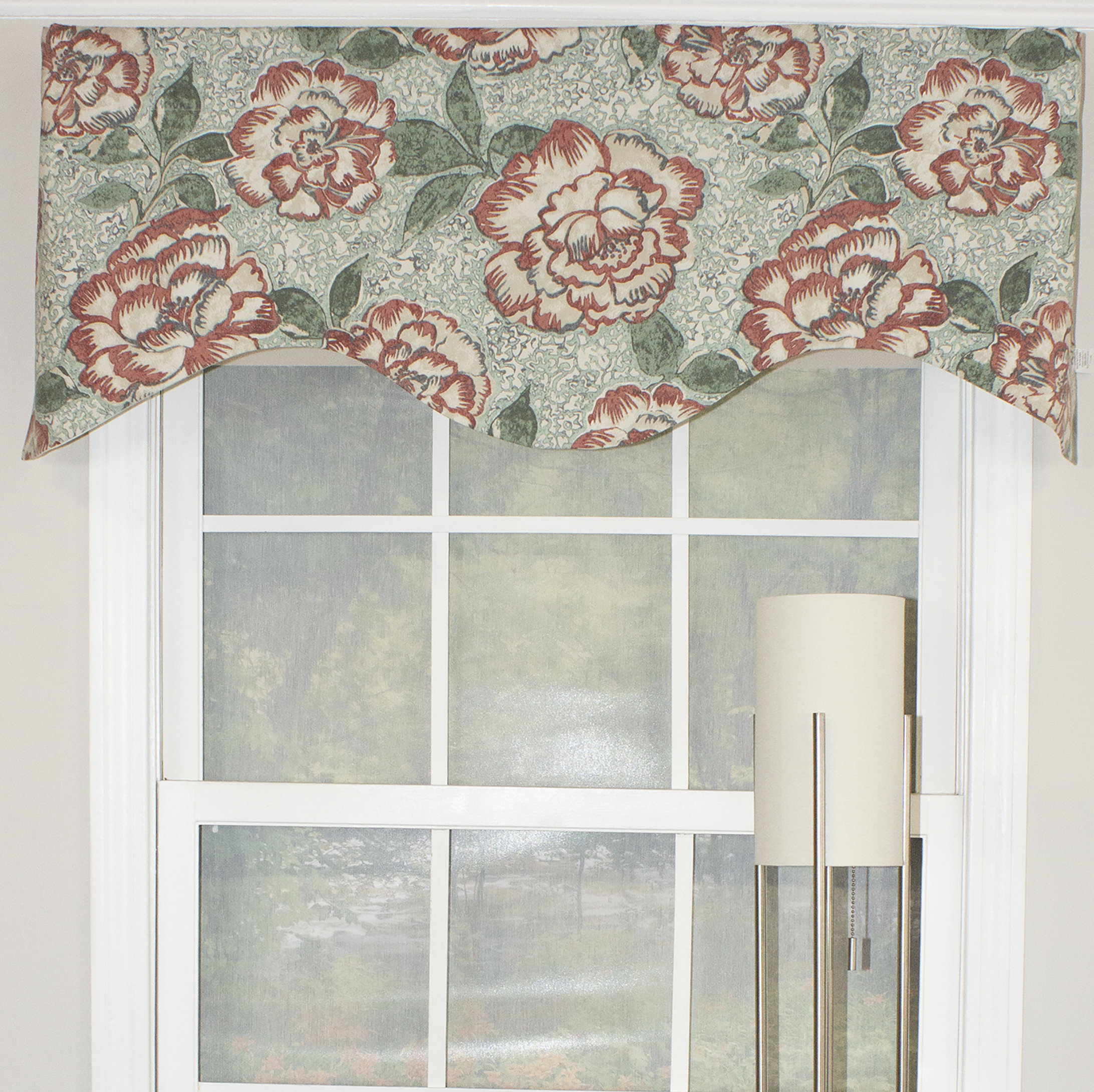 Alcott Hill® Paramore Floral Cotton Scalloped 50" Window Valance ...